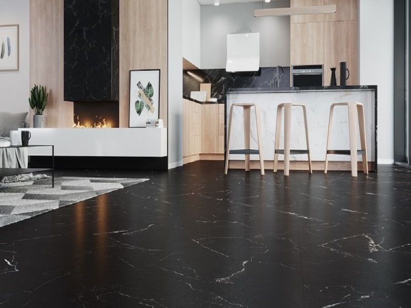 black marble floor